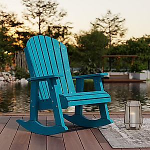 Wildridge Heritage Adirondack Rocking Chair, Aruba Blue - Outdoor Weather Resistant HDPE Rocking Chair for Patio, Deck, Fire Pit