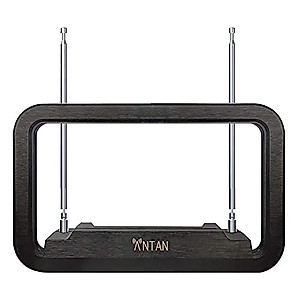 ANTAN DVB-T655VA Indoor TV Antenna 25-35 Miles Range -Support 8K 4K 1080P UHF VHF Freeview Channels with Longer 10ft Coaxial Cable, Black