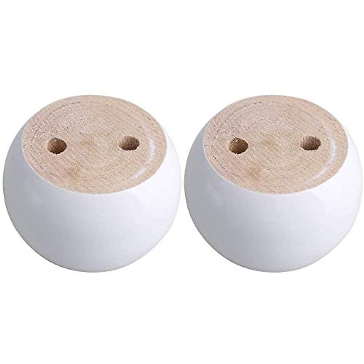 Mysummer 4PCS White Round Bun Feet Wood Sofa Legs Solid Wood Furniture Legs for Cabinet Sofa Ottoman TV Stand Loveseat Dresser