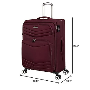 it luggage Intrepid 27" Softside Checked 8 Wheel Expandable Spinner with TSA Lock, Dark Red