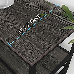 LVB Wine Rack Table, Liquor Bar Cabinet Freestanding Floor, Wooden Rustic Wine Storage with Wine Shelf and Glass Holder, Metal and Wood Modern Wine Cabinet for Home with Bottle Rack, Dark Gray Oak