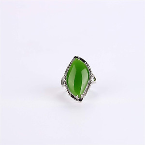 yigedan 925 Silver Natural Hetian Jade Ring Jasper Gemstone Jade Jewelry for Women