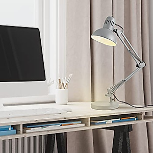 Globe Electric 56106 28" Spring Balanced Arm Desk Lamp, Matte Gray, On-Off Rotary Switch on Shade, Interchangeable Base and Clamp Arm Design, Home Décor, Desk Lamps for Home Office, Home Décor