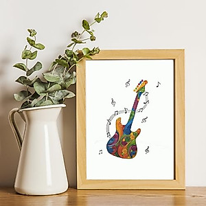 TUMYBee Electric Guitar Greeting Card, Quilling Card with Music Note Shaped, 3D Quilled Card for Birthday, Congratulation, Thank You, Fathers Day, Design Gift for Love Friend Mom with Envelop (Music)