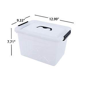 Sadstory 12 Quart Clear Latching Bin with Handle, Plastic Lidded Storage Box, 6 Packs