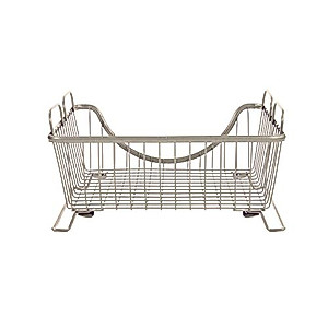 Spectrum Diversified Ashley Stackable Tray, Wire Basket with Raised Feet and Looped Handles Modular Stacking Bin System for Kitchen Countertop & Desk Organization, Satin Nickel