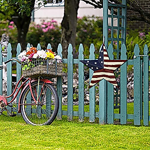 Patriotic Metal Barn Star Hanging Wall Decor 3D Dimensional Star Barn Outdoor Indoor 4th of July Decoration