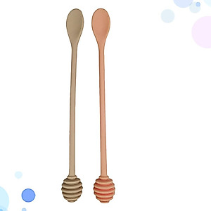 UPKOCH 2pcs Honeycomb Sticks Silicone Honey Dippers Honey Mixing Stick Long Handle Spoon for Honey Jar Random Color