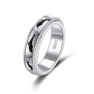 LEXLUNE Animal Ring Dolphin Fidget Ring Spinner Ring for Anxiety Women Men Daughter Real S925 Sterling Silver Band Ring