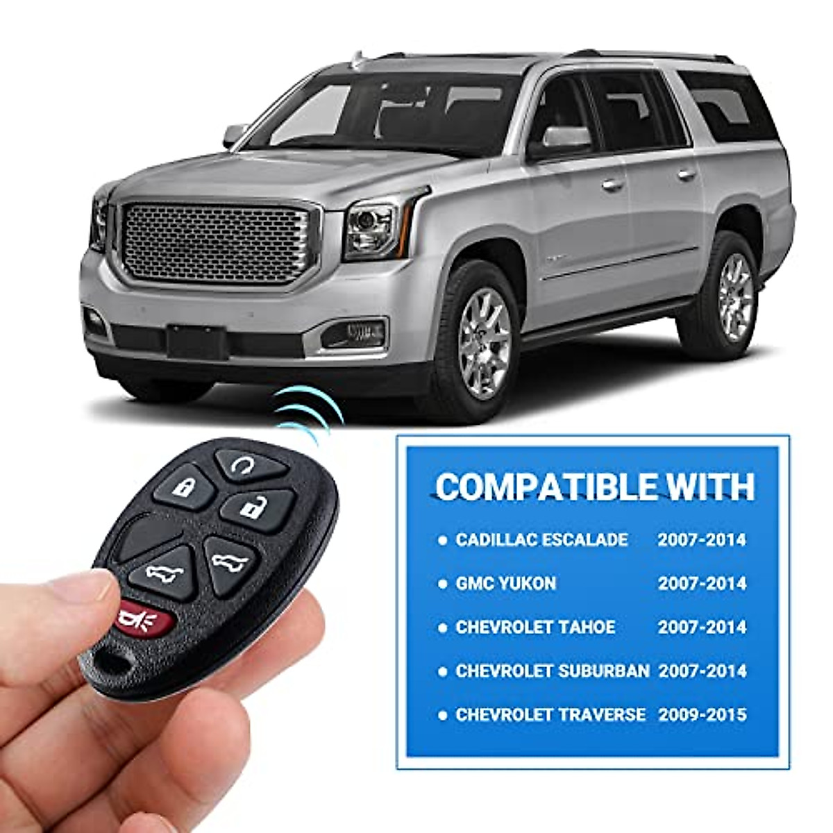 Pilida Keyless Entry Remote Car Key Fob Compatible with 2007-2014 Chevy Tahoe/Suburban| Cadillac Escalade 15913427| OUC60270 Set of 2