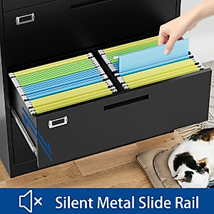 Fesbos Lateral File Cabinet with Lock, 3 Drawer Large Metal Filing Cabinet,Home Office Lockable Storage Cabinet for Hanging Files Letter/Legal/F4/A4 Size-Assembly Required