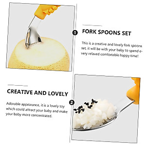 HEMOTON 1 Set Spoon and Fork Flatware Set Portable Utensils Spoons Training Spoon Essential Forks Spoons Fork Deer
