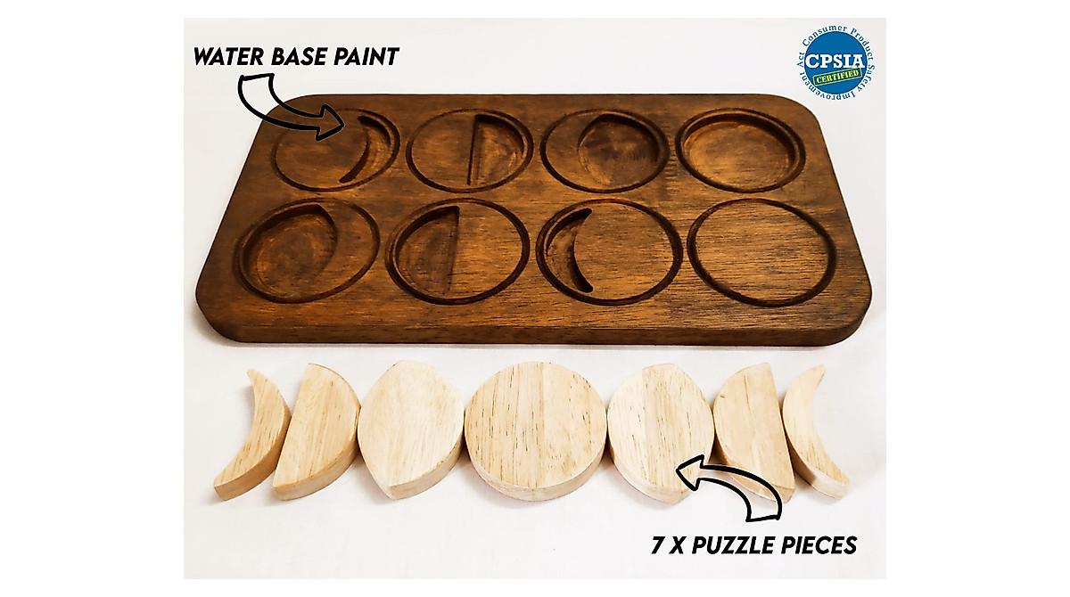 Wooden Moon Phases Puzzle | Montessori Educational Toy