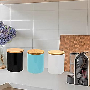 Kopmath Ceramic Food Storage Jar, 35 FL OZ（1000 ml）,Kitchen Canister with Bamboo Lid, Sturdy for Dishwasher, Storage Container for Coffee Sugar Tea Nut Snack Sourdough Starter