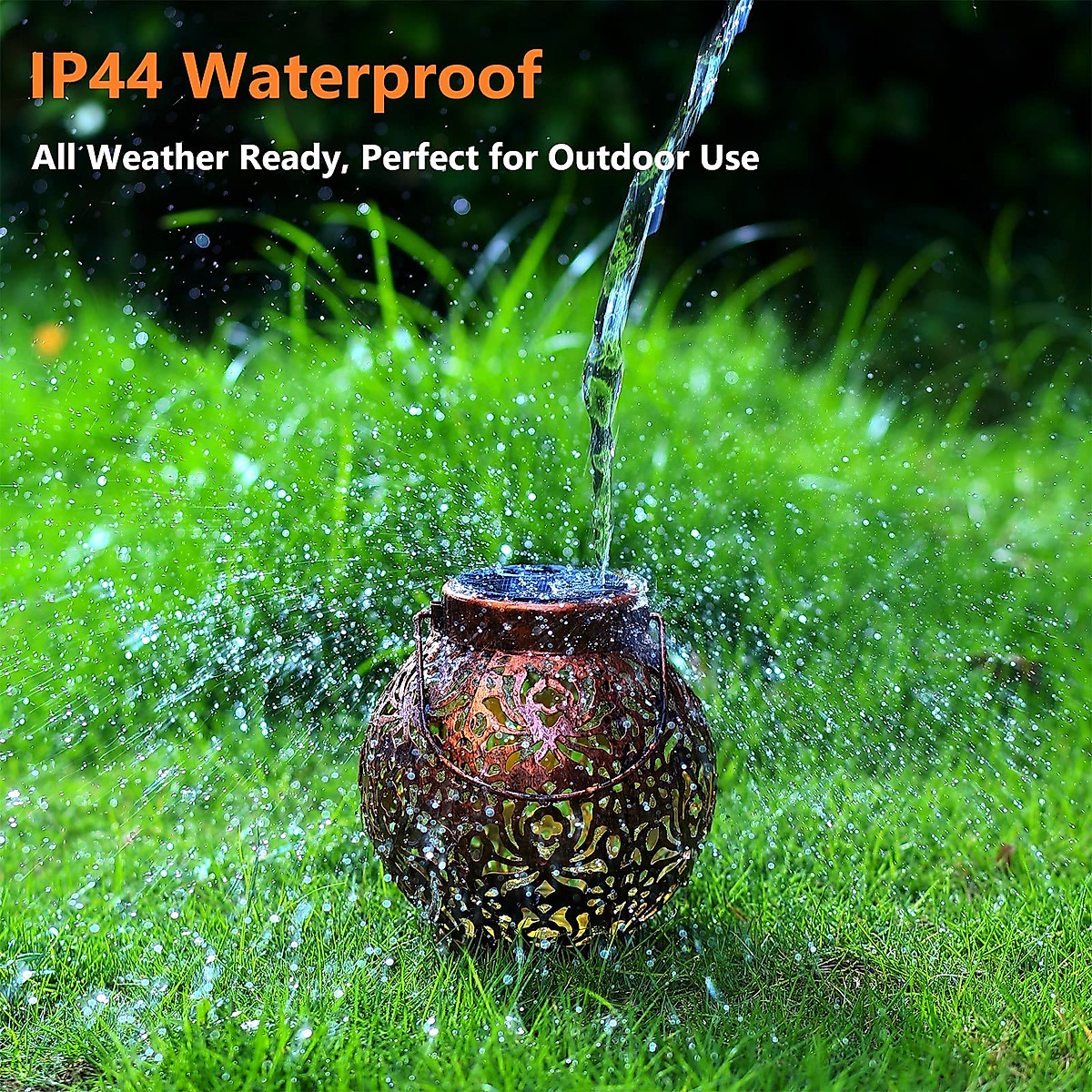 2 Pack Solar Lanterns, SAMWIT Hanging Solar Garden Lanterns, Waterproof Outside Lighting, Outdoor Decorations for Patio, Garden, Yard, Tree, Lawn, Fence