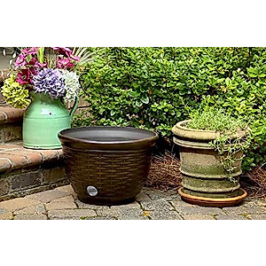 Liberty Garden Products Liberty 1920 High Density Resin Wicker Design Garden Hose Pot, Bronze