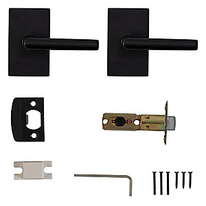 Berlin Modisch Passage Lever Door Handle Designer Series Non-Locking Lever Set [for Hallway or Closet Doors] Reversible for Right & Left Sided Doors Heavy Duty - Iron Black Finish