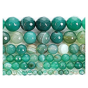 NHBT YU Natural Stone Beads Cut Surface Green Striped Agate Loose Beads for Jewelry Making Needlework DIY Bracelet Strand 4-12 MM T725 (Color : H7229, Item Diameter : 12mm About 30 pcs)