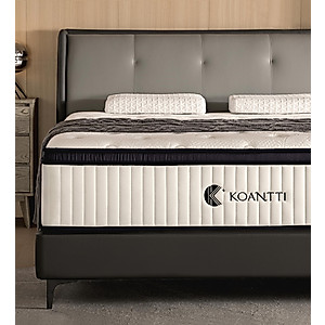 KOANTTI King Size Mattress,14 Inch Memory Foam Hybrid White King Mattresses,Pocket Spring King Mattress in a Box for Sleep Supportive Pressure Relief,Medium Firm Mattress.