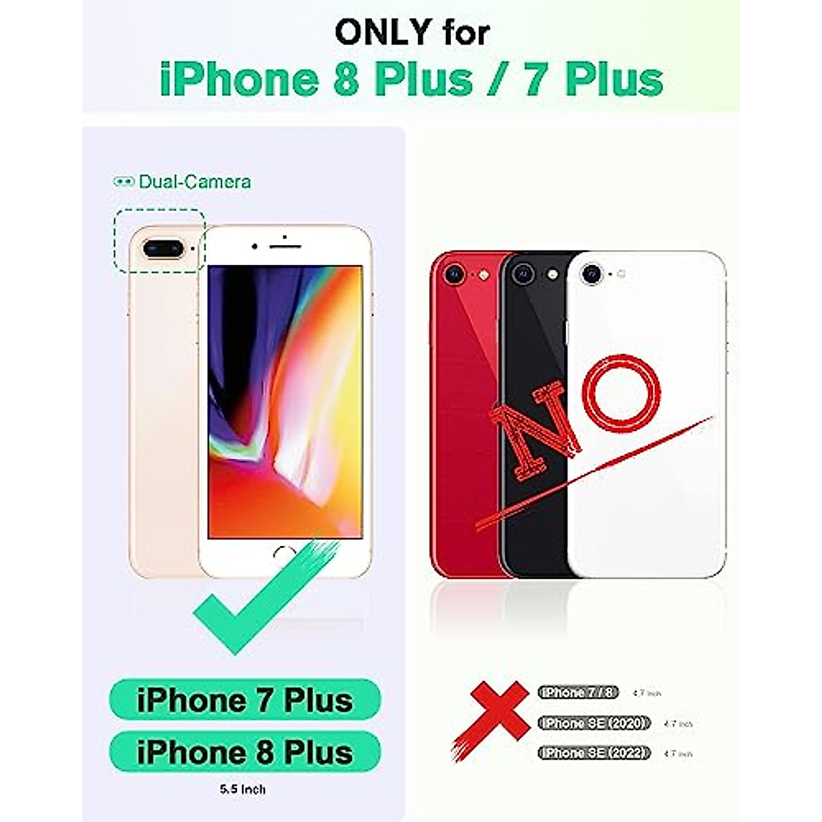 TUCCH iPhone 8 Plus Wallet Case, iPhone 7 Plus Case, Premium PU Leather Flip Case with Card Slot, Stand Holder, Magnetic Closure [Shockproof TPU Interior Case] Compatible with iPhone 7/8 Plus, Black