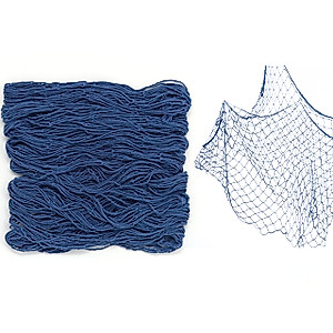 Fish Net Decoration Party Decor – Blue Cotton Netting 48” x 144” Inches. Fishnet for Nautical Theme, Pirate Party, Hawaiian Party, Underwater, Beach, Ocean & Mermaid Party.