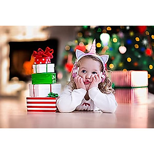 KORABA Kids Wireless Headphones for Girls Children Teens, LED Light Up Bluetooth Unicorn Headphones with Microphone for School/Xmas/Online Study/Unicorn Gifts (Pink Wireless)