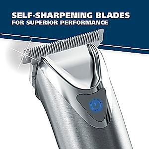 Wahl Stainless Steel Lithium Ion 2.0+ Beard Trimmer for Men - Electric Shaver & Nose Ear Trimmer - Rechargeable All in One Men's Grooming Kit - Model 9864SS