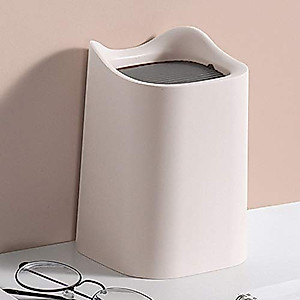 Sheebo Modern Plastic Mini Wastebasket Trash Can with Lid for Bathroom Vanity, Desktop, Tabletop or Coffee Table - Dispose of Cotton Rounds, Makeup Sponges, Tissues; 2 Liter (Tall - Pink)
