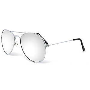 Big Mo's Toys Silver Mirrored Aviator Sunglasses Shades – 70’s Style Adult Aviators Costume Glasses - 1 Pair