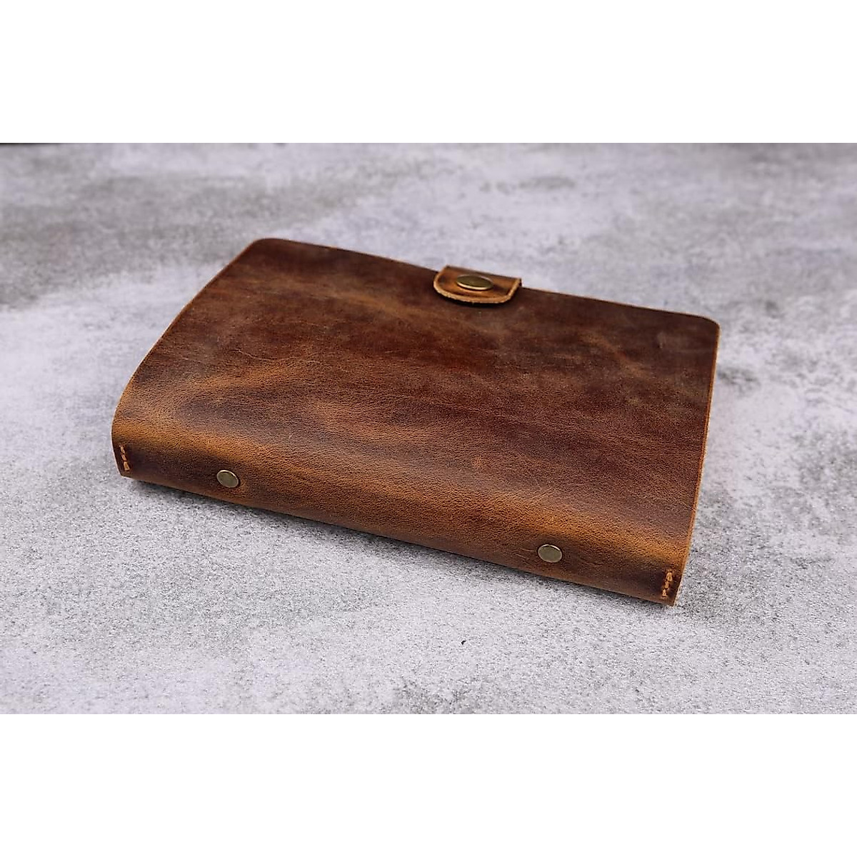 Personalized refillable 6 ring rustic leather A6 journal cover with pen holder, unique leather A6 refill planner binder sketchbook NA605SS