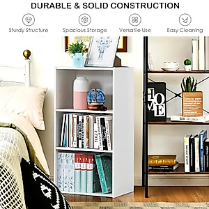 Giantex 2 Pieces 3 Shelf Bookcase Book Shelves Open Storage Cabinet Multi-Functional Home Office Bedroom Furniture Display Bookcases, White