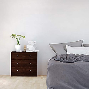 Tvilum, Bedroom Furniture, Silver Handles, Modern and Elegant Design 3 Drawer Chest, Brown