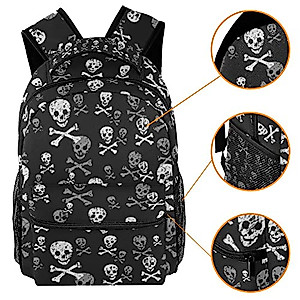 Skulls Bones Pattern Backpack Students Shoulder Bags Travel Bag College School Backpacks