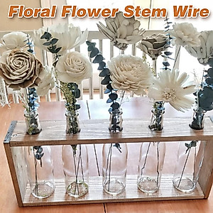 Hamiggaa 200 Pcs Floral Flower Stem Wire,16 Inch 22 Gauge Flower Paper Wrapped Wire,Green Crafting Floral Stem for Flower Arrangements DIY,Bouquent Stem Wrapping and Crafts