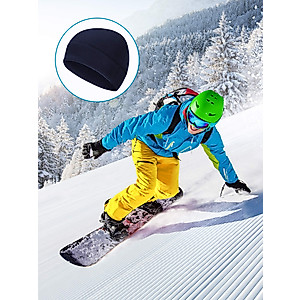 3 Pieces Winter Warm Skull Cap Soft Polar Fleece Beanie Hat Thick Windproof Watch Cap Skiing Outdoor Cap for Men Women (Dark Blue, Black, Camouflage)