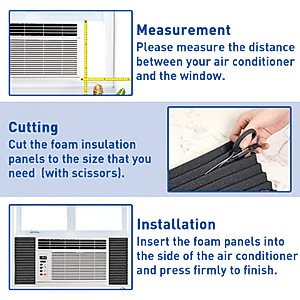 YoleShy Window Air Conditioner Side Panels Foam Panels for Window Air Conditioner, AC Units Window Kit 17 X 9 X 1 inch, Pack of 2, Black