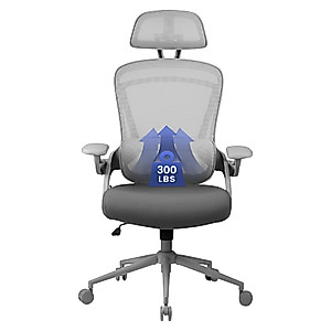 NOUHAUS ErgoFlip Mesh Computer Chair - Rolling Desk Chair with Retractable Armrest and Blade Wheels Ergonomic Office Chair, Desk Chairs, Executive Swivel Chair, Reinforced Base (Blue)
