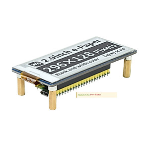 waveshare 2.9inch E-Ink Display HAT 296×128 Pixels Black White Two Color E-Paper Module epaper Screen for Raspberry Pi Pico Microcontroller Board,SPI Interface,Support Partial Refresh