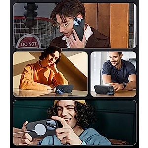 VOFATA for iPhone 14 Pro Max Case with Metal Camera Stand [Built-in 9H Camera Lens Protector][Compatible with Magsafe] Mil-Grade Shockproof Translucent Magnetic for iPhone 14 ProMax Case, Black