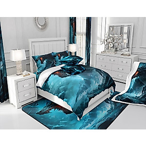 Feelyou Monster Bed Sheets 3D Animal Printed Fitted Sheet for Kids Boys Girls Monster Theme Bedding Set Lightweight Fitted Sheets Twin Size,No Flat Sheet, Black