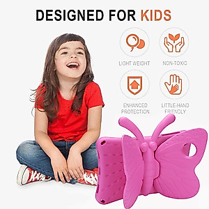 Simicoo Samsung Galaxy Tab A 8.4 Kids case Cute Butterfly Case with Stand for Kids Light Weight EVA Rugged Shockproof Heavy Duty Kids Friendly Full Cover for Samsung Tab A 8.4 2021 2020 (Rose)
