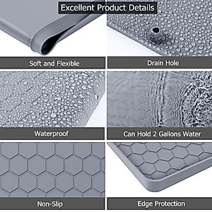 Under Sink Mat - 34" x 22" Waterproof Under Sink Kitchen Cabinet Mat with Drain Hole,Kitchen Bathroom Cabinet Floors Mat,Silicone Under Sink Mat,Flexible Under Sink Mats