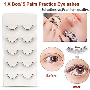 Eyelash Extension Kit, Lymzie Lash Extension Practice Kit with Mannequin Head Professional Eyelash Grafting Training Tools Set for Beginners Include Glue Tweezers