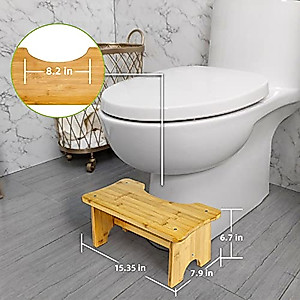 Toilet Stool Bathroom Stool Bamboo Poop Stool with Non-Slip Mat, Portable Toilet Foot Stool - Wood Color …