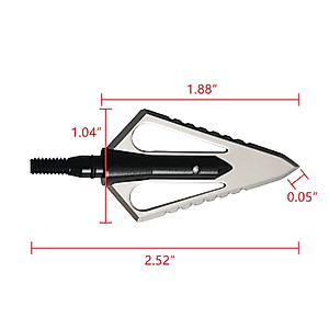 LeeMui Archery Broadhead 100 Grain Hunting Arrow Cutting Serrated Blade Traditional Crossbow Composite Bow Arrowheads 6 Pack or 12 Pack (Black Arrow 12PK)