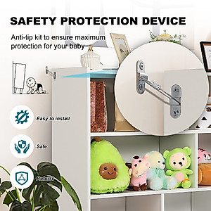 Grepatio Kids Bookshelf and Toy Storage Organizer, 3 Tier 8-Section Storage Daycare Shelf for Playroom, Children 3-Tier Open Wooden Display Book Shelf Organizer for Playroom, Classroom