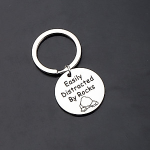 CENWA Geology Gift Geologist Jewelry Easily Distracted by Rocks Keychain Geology Professor Gift Geology Student Gift (Rocks Keychain)