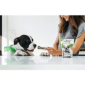V-dog Dog Treats - Vegan Breathbone Teeth Cleaning Dental Bones - Fresh Breath - 8 Ounces - Minis - All Natural, Made in USA - 10 Bones - 3" Long - Easy to Digest