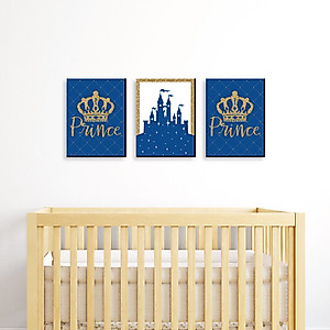 Big Dot of Happiness Royal Prince Charming - Baby Boy Nursery Wall Art and Kids Room Decorations - Gift Ideas - 7.5 x 10 inches - Set of 3 Prints