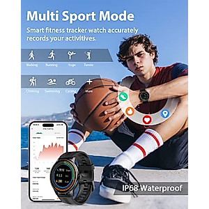 Gydom Smart Watch for Men Answer/Make Call, 1.28" Touch Screen Fitness Tracker with Blood Oxygen/Heart Rate/Sleep Monitor, 100 Sport Modes, IP68 Waterproof Smartwatch for Android iPhone